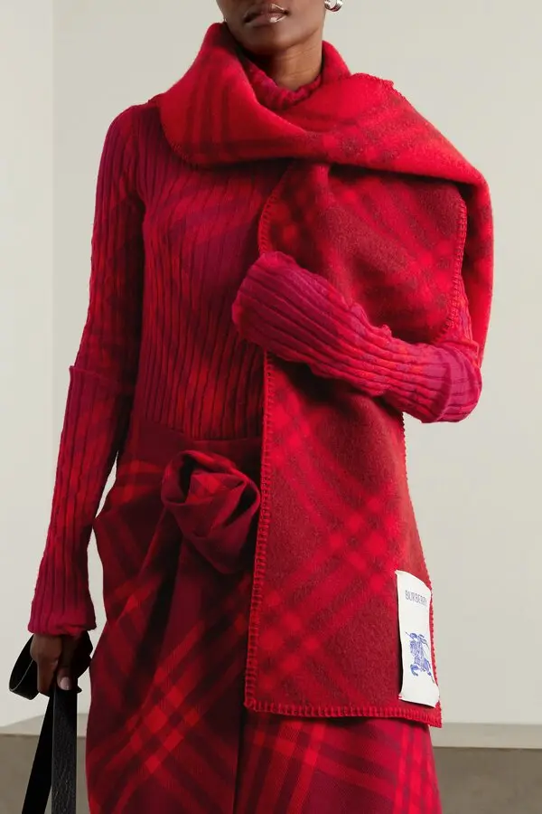Burberry Hooded Checked Wool-jacquard Scarf