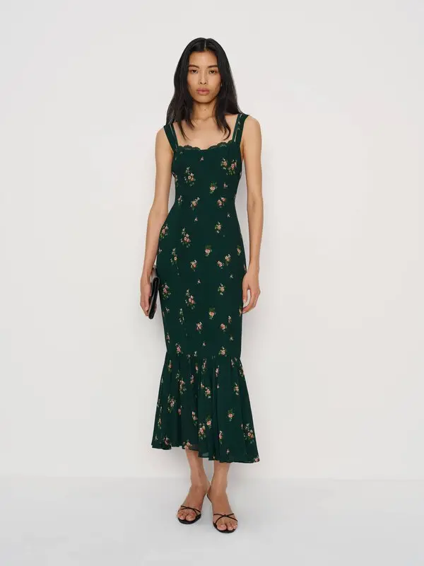 Reformation Irisa Floral Woven Maxi Dress - Green | Editorialist