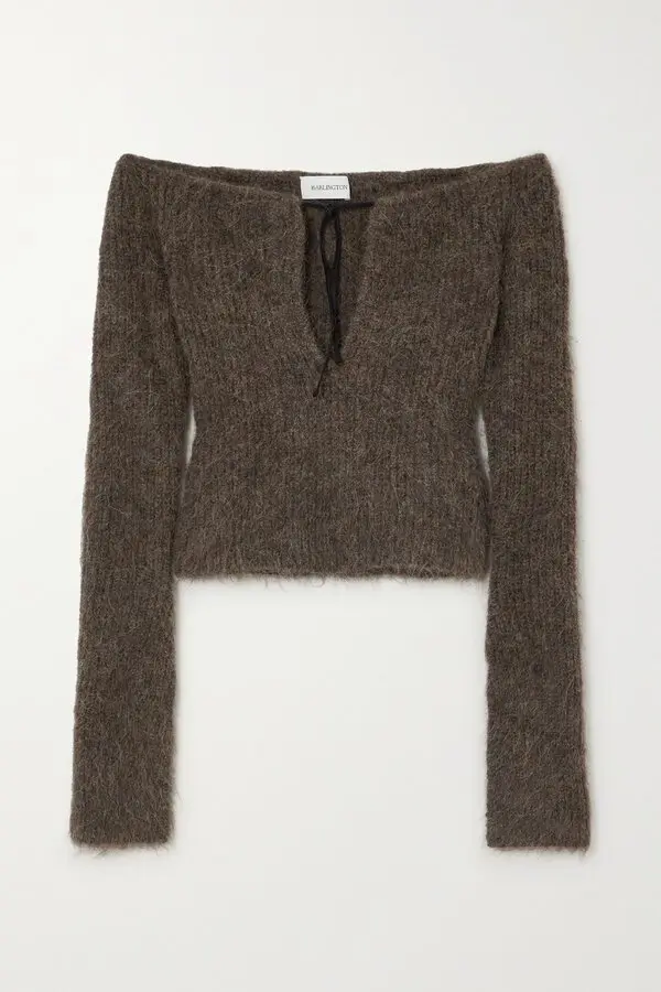 16Arlington Solare Tie-front Alpaca-blend Top - Brown