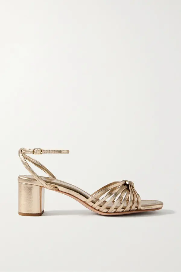 LOEFFLER RANDALL Net Sustain Olivia Knotted Metallic Leather Sandals - Gold