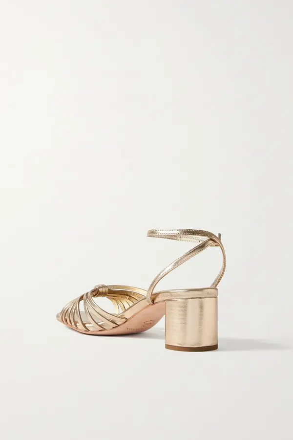 LOEFFLER RANDALL Net Sustain Olivia Knotted Metallic Leather Sandals - Gold