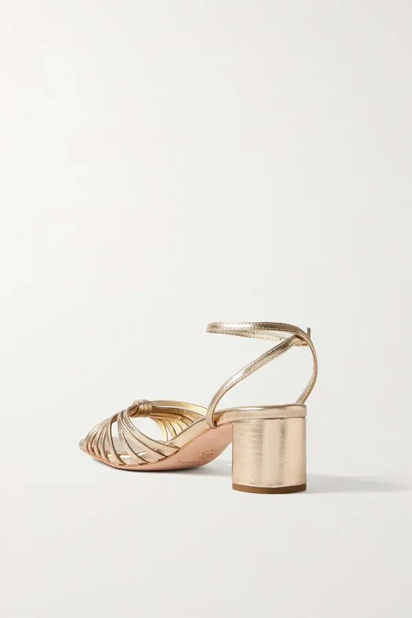 LOEFFLER RANDALL Net Sustain Olivia Knotted Metallic Leather Sandals - Gold