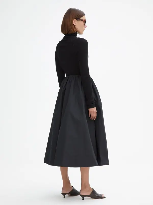 HOUSE OF DAGMAR A-lined Silk Taffeta Midi Skirt