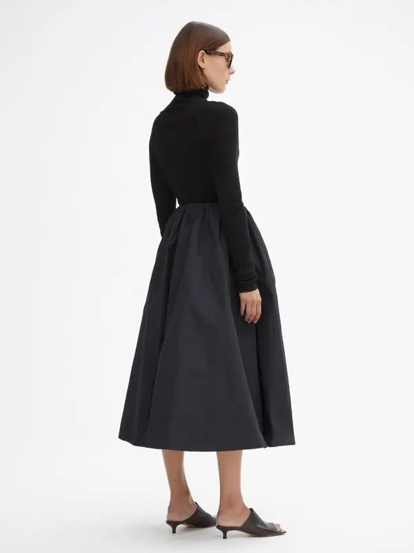 HOUSE OF DAGMAR A-lined Silk Taffeta Midi Skirt
