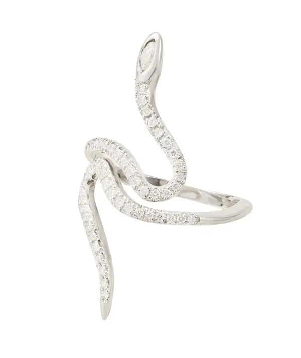Ileana Makri Queen Curled Snake Diamond Ring - Gold
