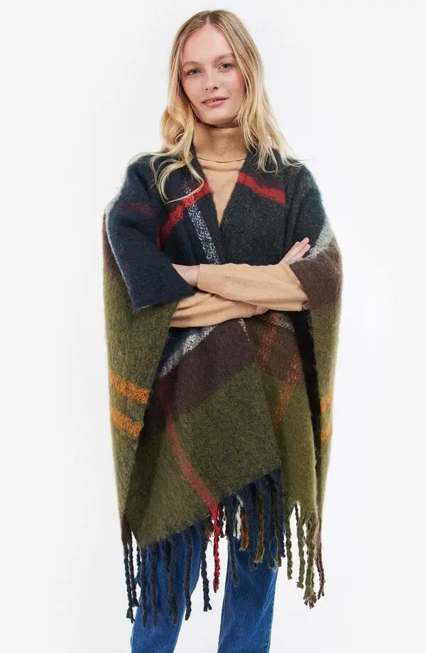 Barbour Isla Bouclé Plaid Shawl
