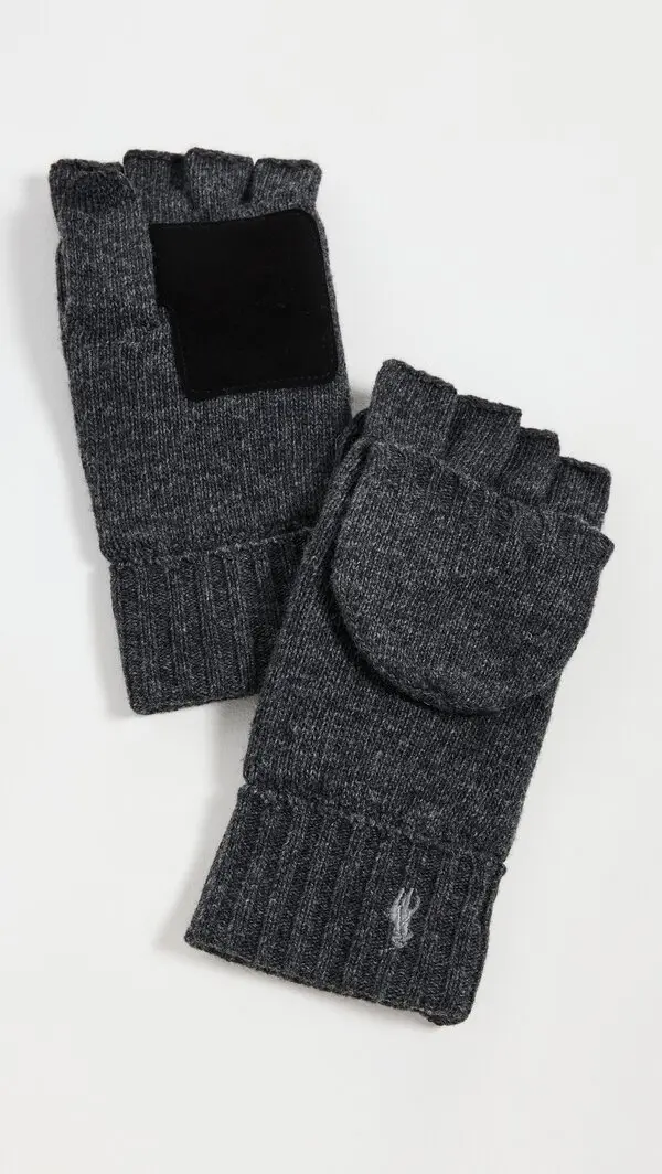 Polo Ralph Lauren Wool Blend Convertible Gloves - Charcoal Heather