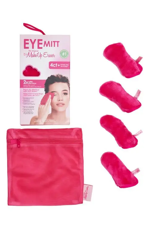 THE ORIGINAL MAKEUP ERASER 4-count Eye Mitts With Laundry Bag - Pink