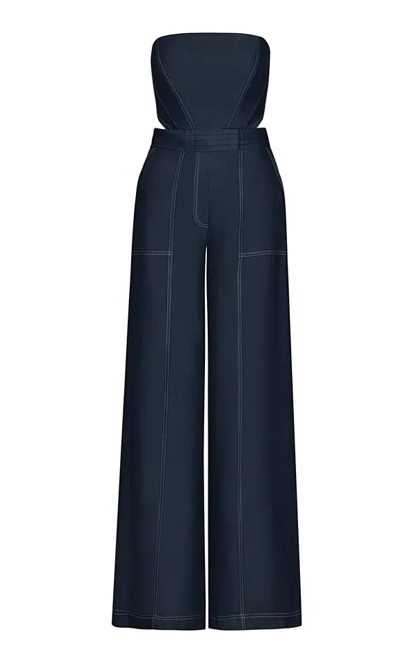 ANDRES OTALORA Berraquera Cutout Denim Jumpsuit Us 4