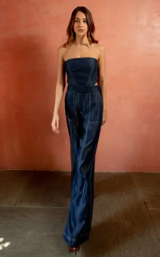 ANDRES OTALORA Berraquera Cutout Denim Jumpsuit Us 4