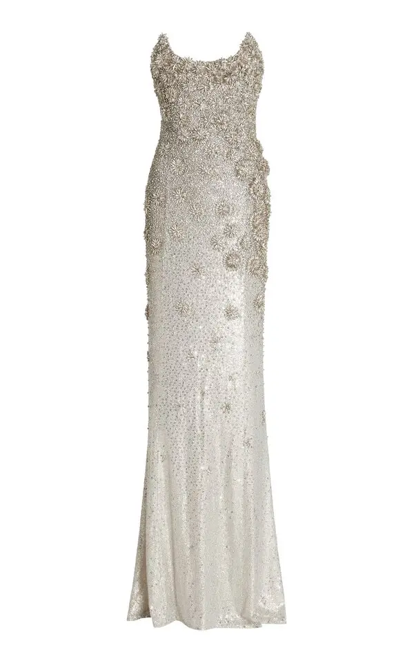 Oscar De La Renta Strapless Crystal-Embellished Gown Only - Silver |  Editorialist