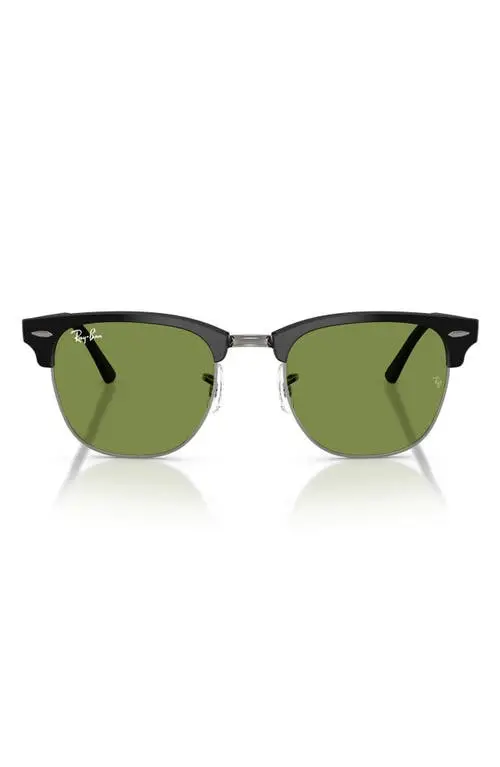 Ray-ban Clubmaster Sunglasses - Matte Black On Black/green