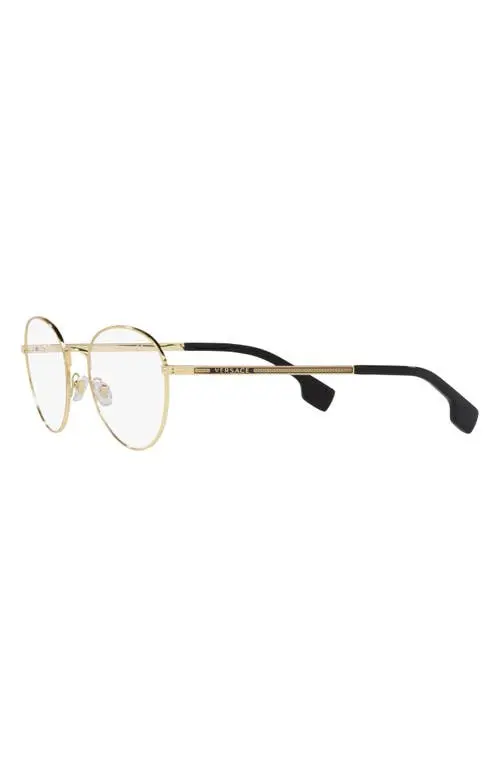Versace 53mm Round Frame Optical Glasses - Gold