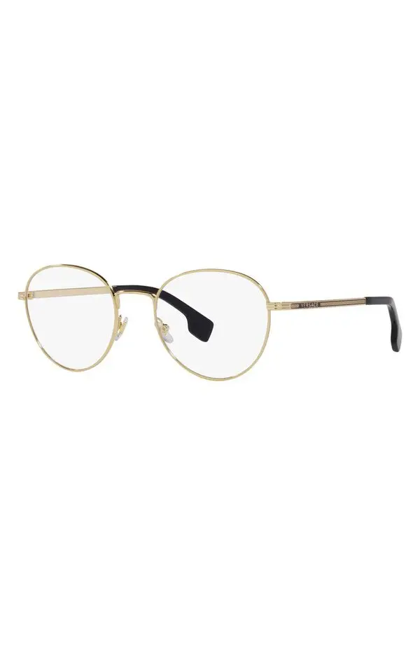 Versace 53mm Round Frame Optical Glasses - Gold