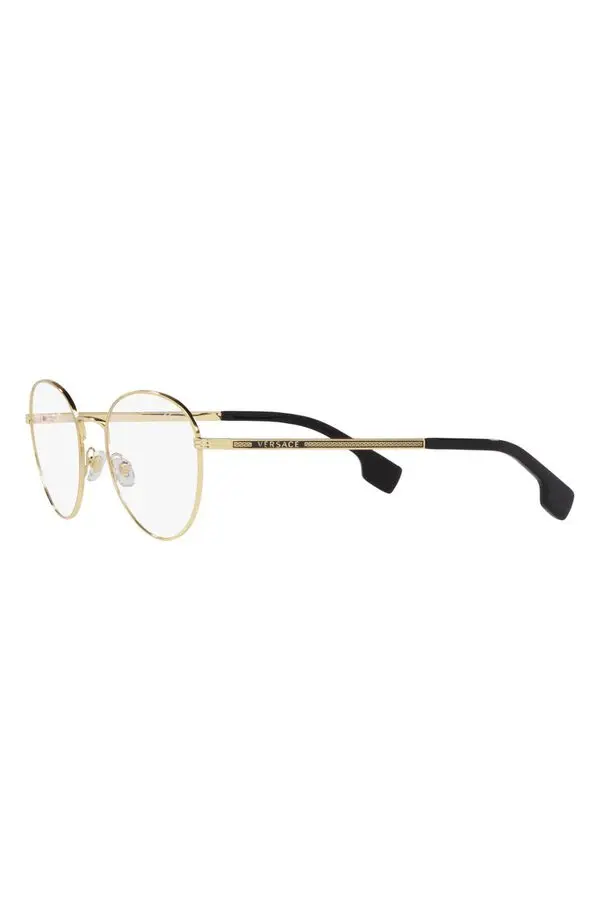 Versace 53mm Round Frame Optical Glasses - Gold