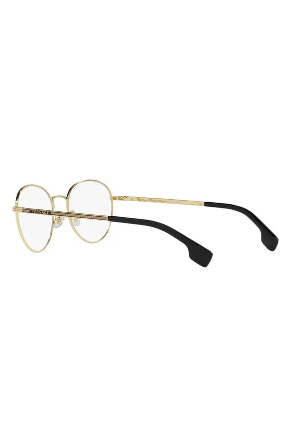 Versace 53mm Round Frame Optical Glasses - Gold