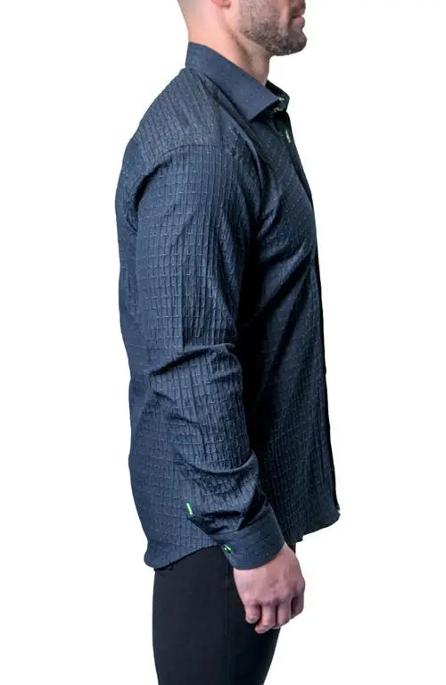 MACEOO Fibonacci Textured Lines Button-up Shirt