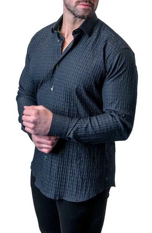 MACEOO Fibonacci Textured Lines Button-up Shirt