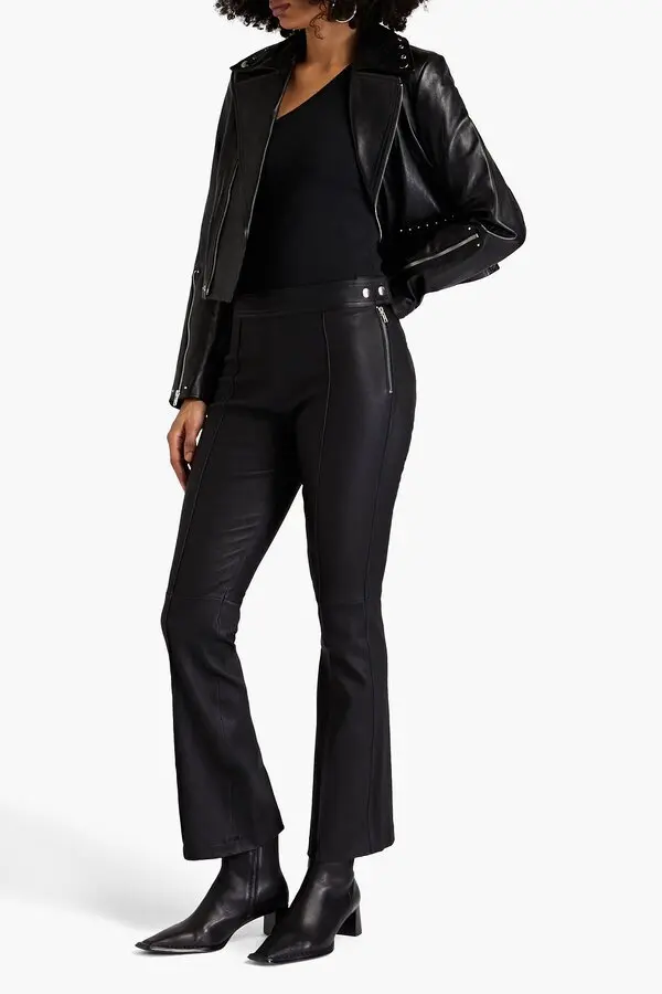 Helmut Lang Stretch-leather Flared Pants - Black
