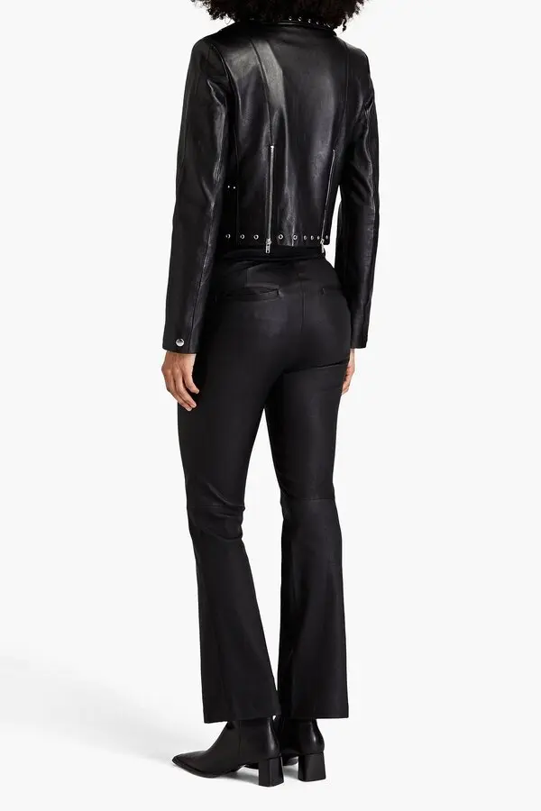 Helmut Lang Stretch-leather Flared Pants - Black