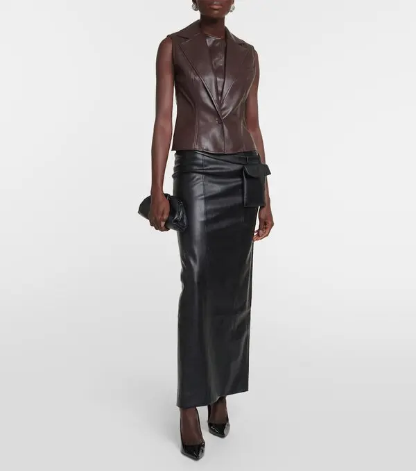 AYA MUSE Belted Coated Midi Skirt