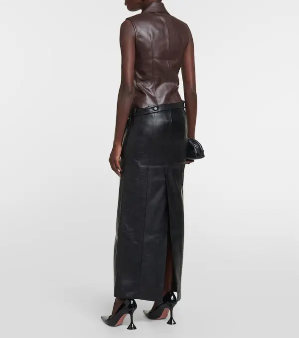 AYA MUSE Belted Coated Midi Skirt