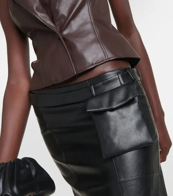 AYA MUSE Belted Coated Midi Skirt