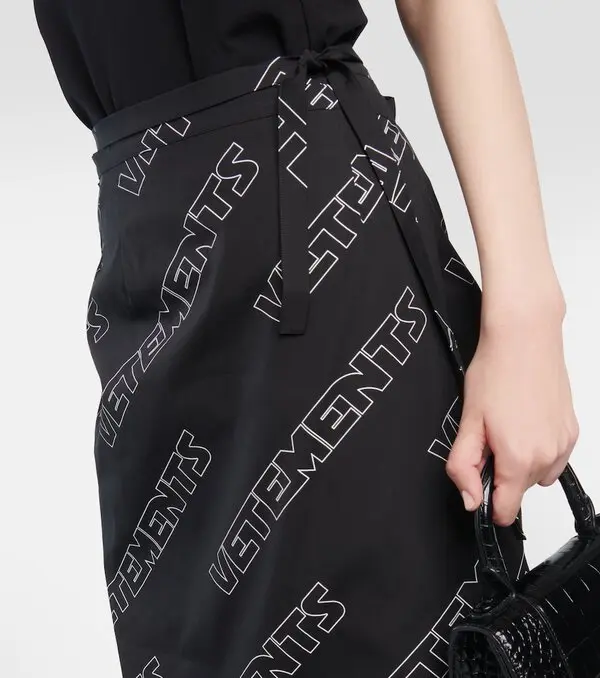 Vetements Logo Cotton Wrap Skirt