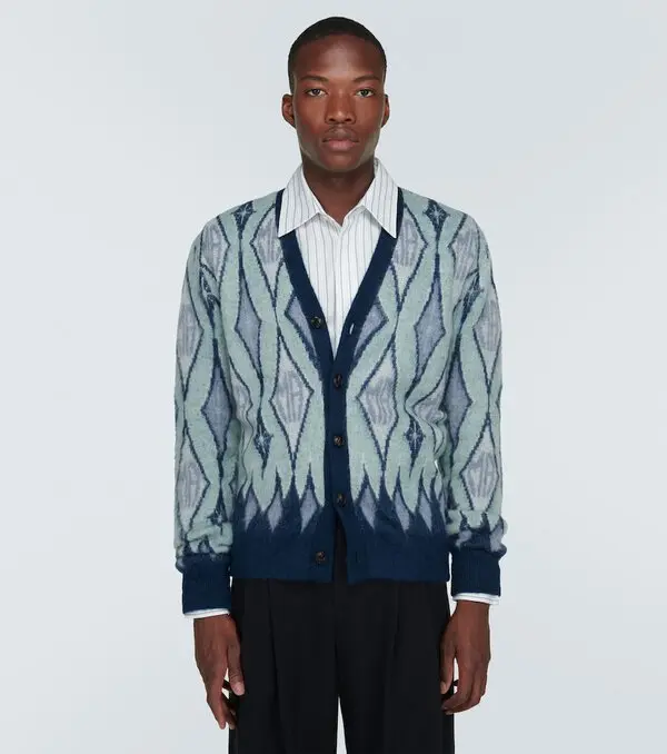 Amiri Argyle Mohair-blend Cardigan