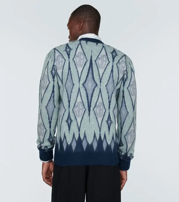 Amiri Argyle Mohair-blend Cardigan