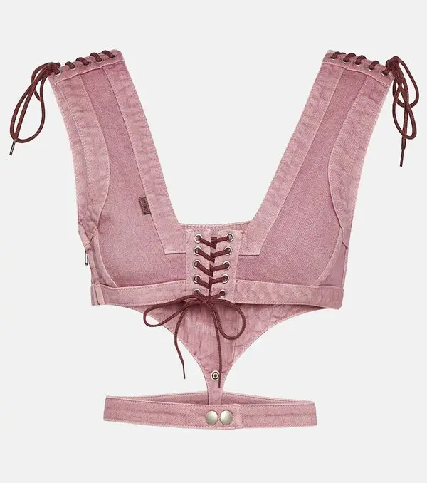 JEAN PAUL GAULTIER X Knwls Cutout Denim Corset Top