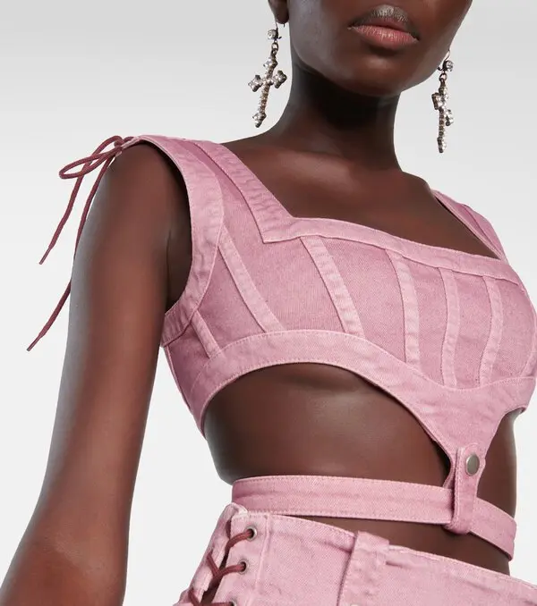 JEAN PAUL GAULTIER X Knwls Cutout Denim Corset Top