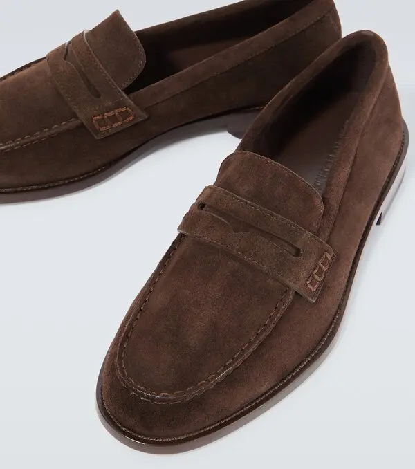 Manolo Blahnik Perry Suede Penny Loafers - Brown