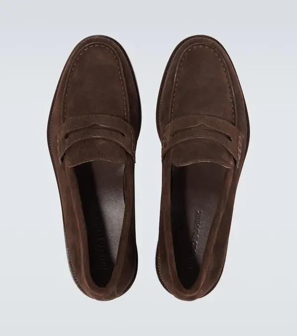 Manolo Blahnik Perry Suede Penny Loafers - Brown
