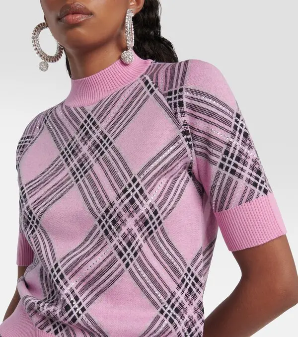 Giuseppe Di Morabito Embellished Checked Wool Top