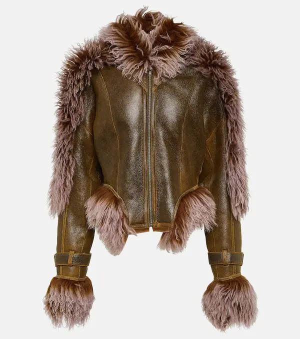 Jean Paul Gaultier X Knwls Shearling And Leather Jacket - Brown