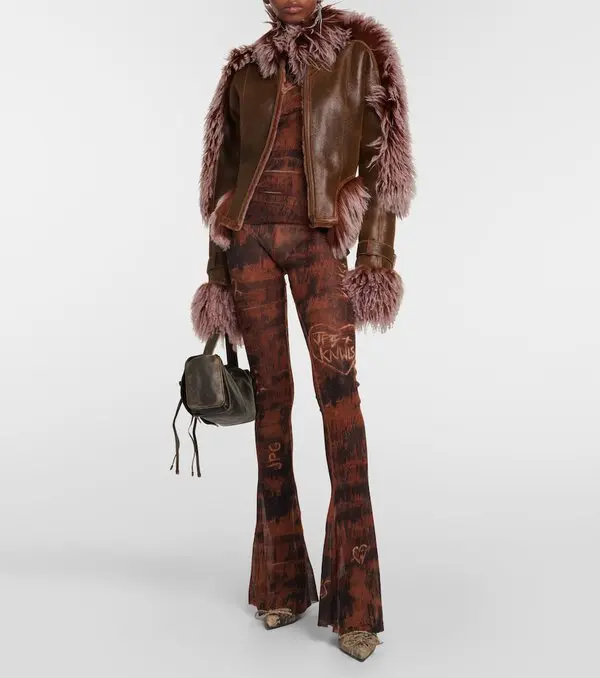 Jean Paul Gaultier X Knwls Shearling And Leather Jacket - Brown