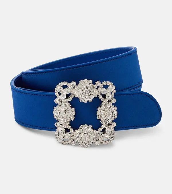 Manolo Blahnik Hangisi Crystal-embellished Belt - Blue