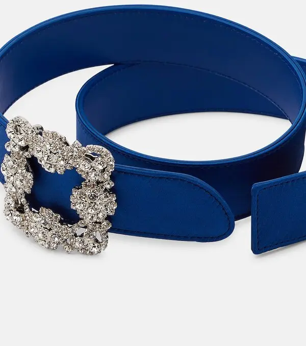 Manolo Blahnik Hangisi Crystal-embellished Belt - Blue
