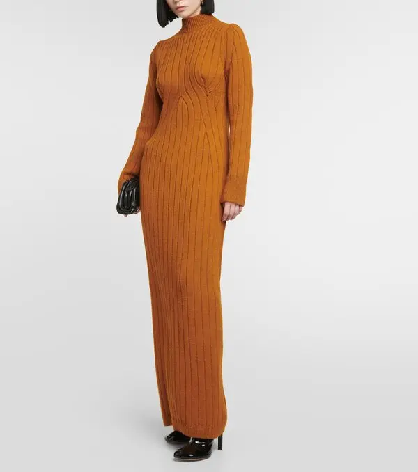 Dries Van Noten Teagan Cable-knit Wool Maxi Dress