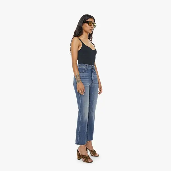 MOTHER Petites The Lil Hustler Ankle Fray Jeans - Blue