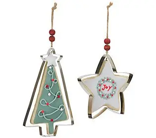 MELROSE Tree And Star Cookie Cutter Ornament - One-color