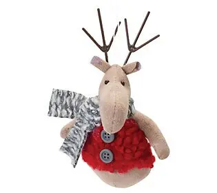 MELROSE Plush Deer With Sweater Ornament