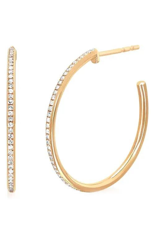 Ef Collection Half Diamond Hoop Earrings - Yellow Gold