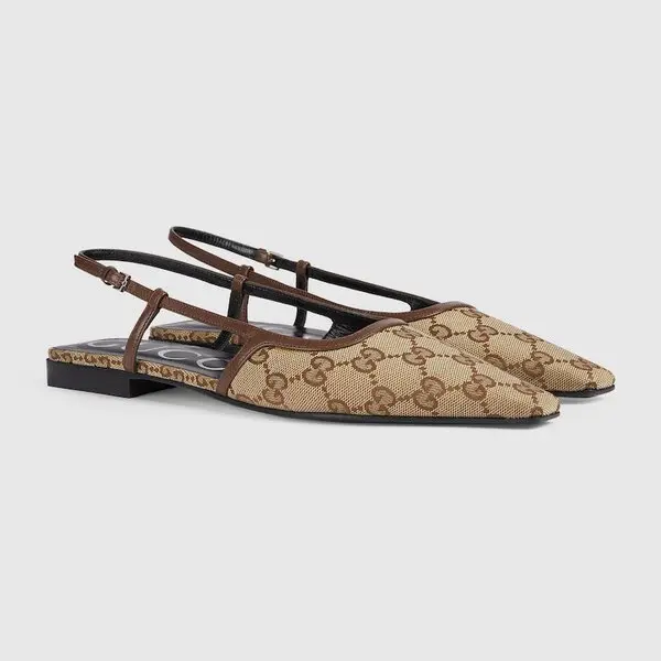 Gucci Gg Slingback Ballet Flat Gg Canvas