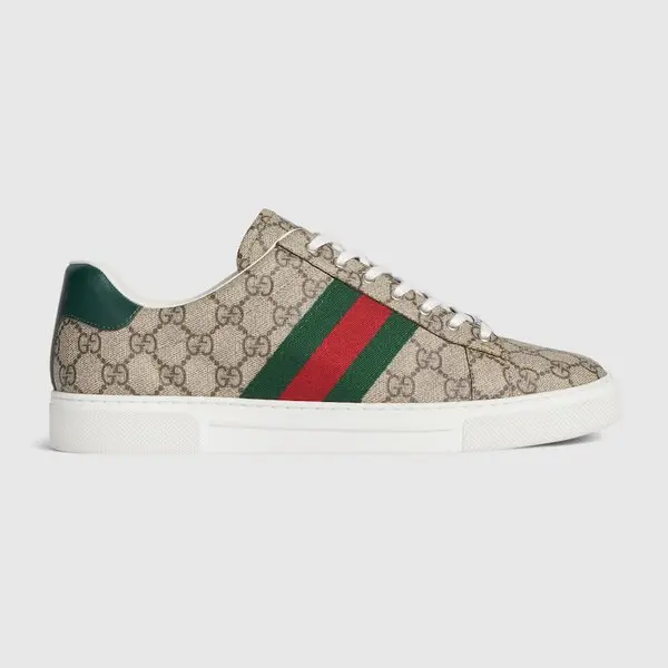 Gucci Ace Gg Canvas Sneaker With Web Stripe - Beige