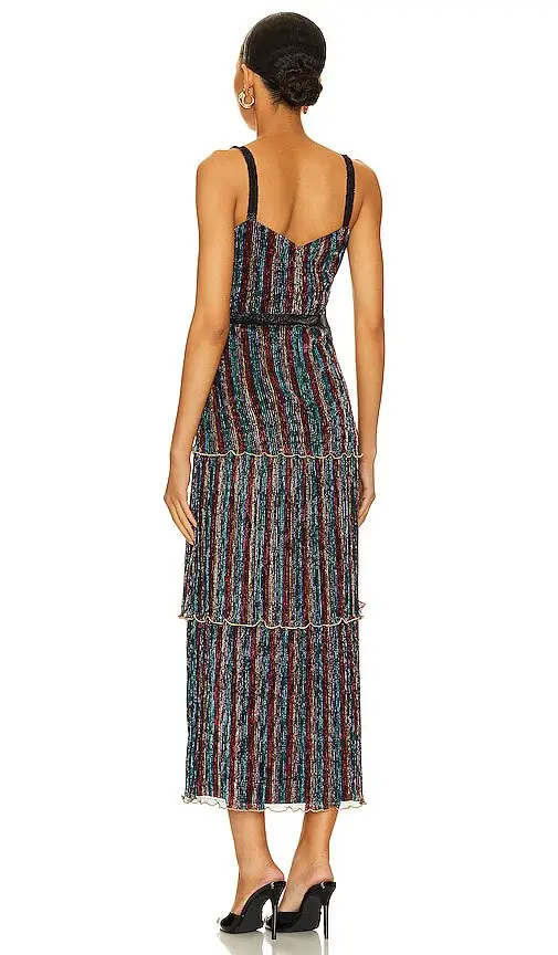 Saylor Aviva Tiered Metallic Dress