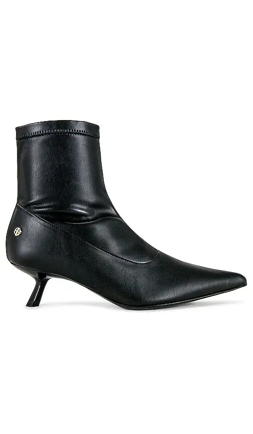 ANINE BING Faux Leather Hilda Kitten Heel Pointed Toe Boots - Black