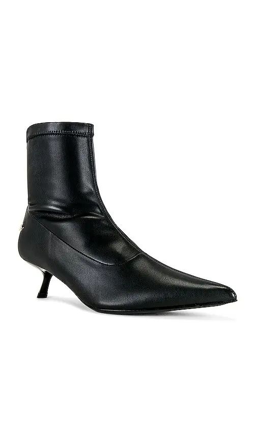 ANINE BING Faux Leather Hilda Kitten Heel Pointed Toe Boots - Black