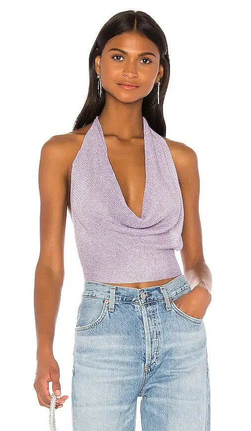 Superdown Rubie Cowl Neck Top - Lavender Metallic